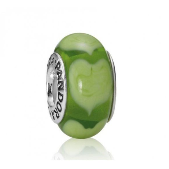Pandora | Jewelry | Pandora Murano Glass Green Heart Charm | Poshmark